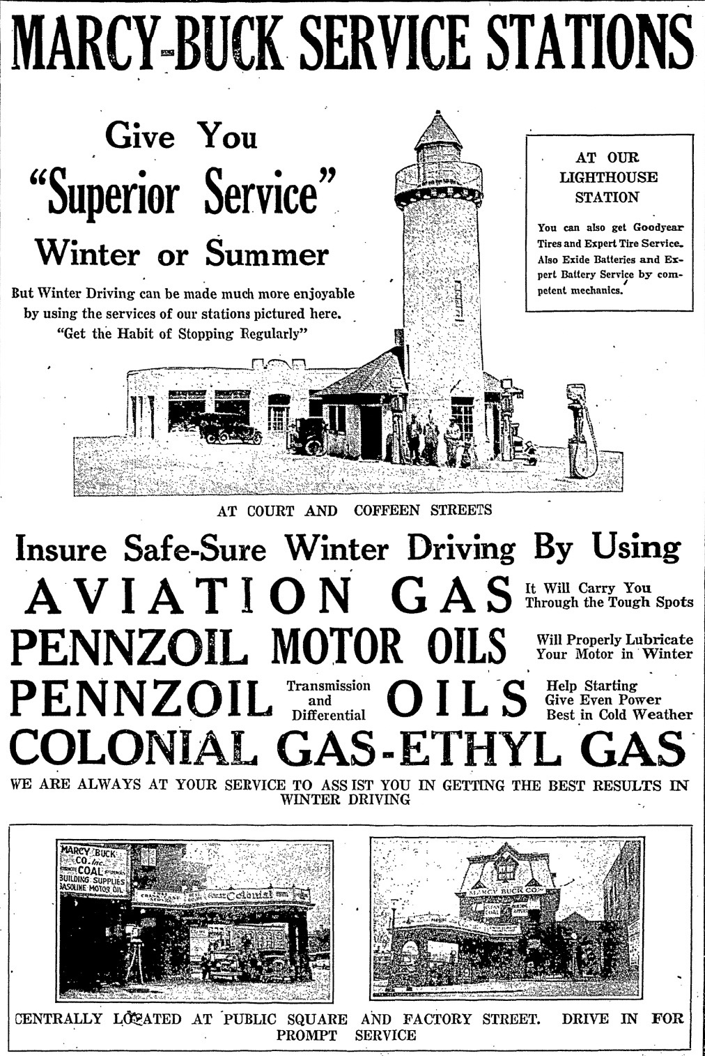 1920's Colonial Beacon Lighthouse Gas Station - memoryln.net